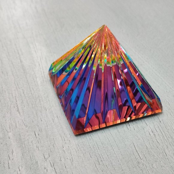 Office | Crystal Fluted Peacock Rainbow Paperweight | Poshmark